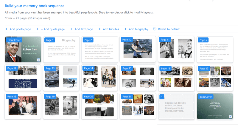 Memories | Easy Tools for Funeral Planning | Printed Memory Book